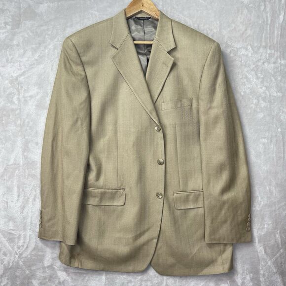 Chaps | Suits & Blazers | Chaps Ralph Lauren Blazer Mens 42l Tan Herringbone Silk Sport Coat ...